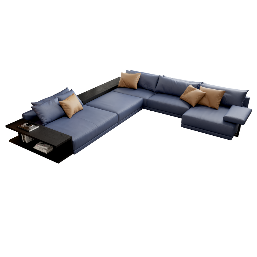 Luxury Italian Leather 7 Pieces Sectional with End Tables – Hooseng ...