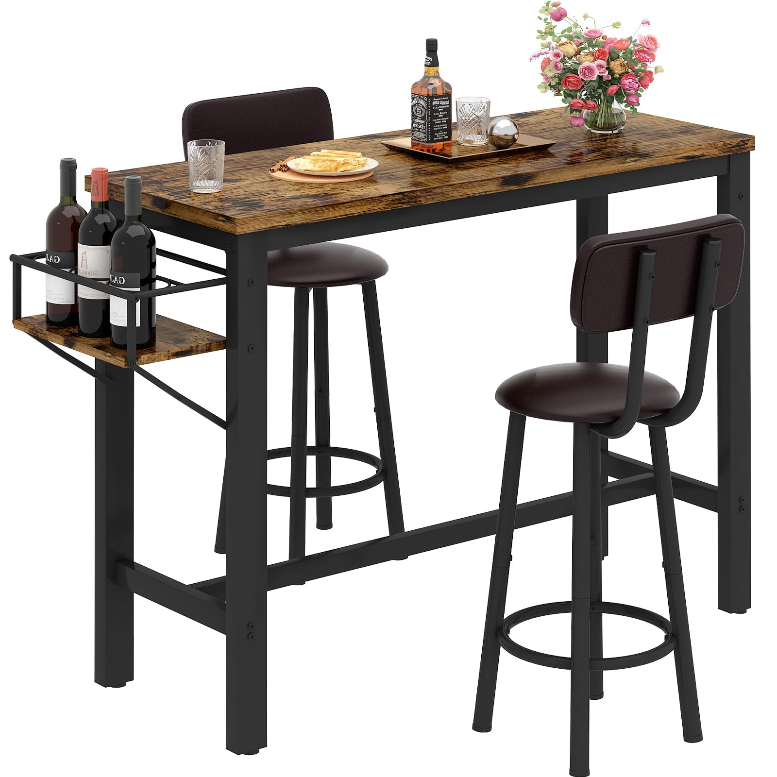 Hooseng Dining Table Set for 2, Small Kitchen Table Set, 3 Piece Bar T ...