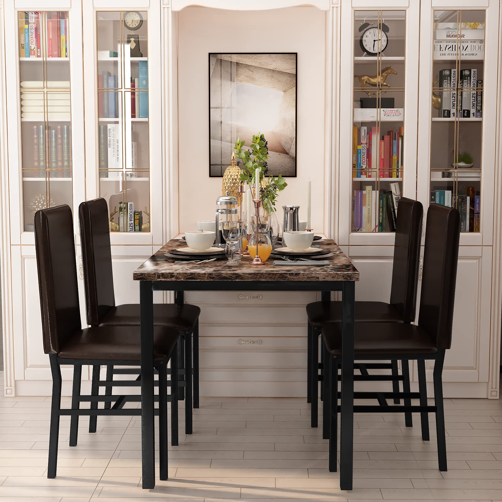 Marble dinner table set store