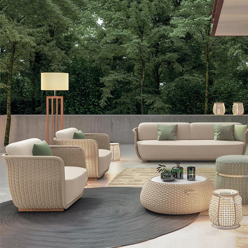 Nordic Wicker 3-Seat Garden Sofa Chair Set with Teapoy | Hooseng ...