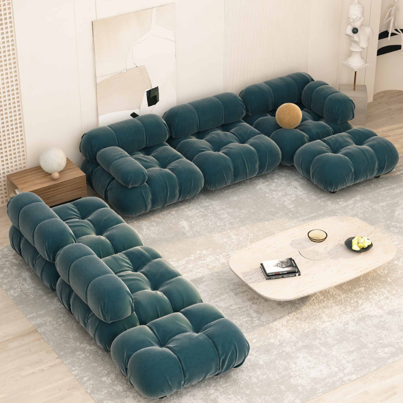 Modern 7-Piece Modular Velvet Sectional Sofa – Hooseng Furniture